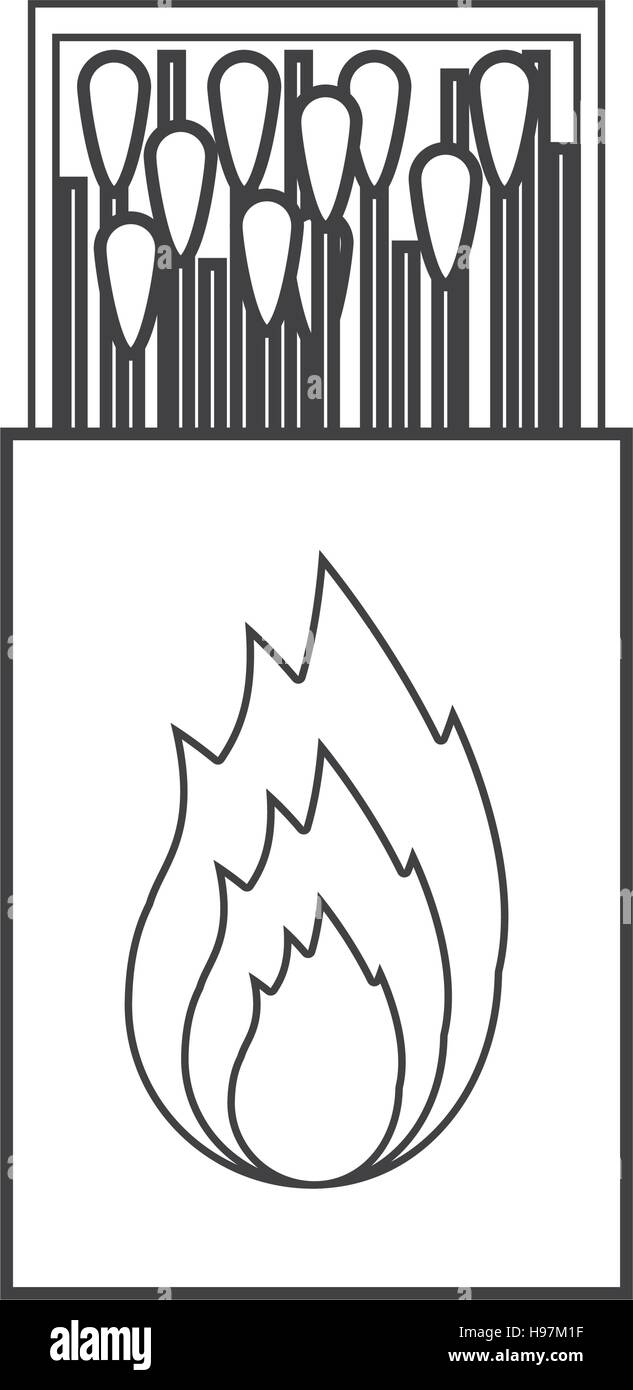 contour silhouette of matchbox with logo flame vector illustration ...