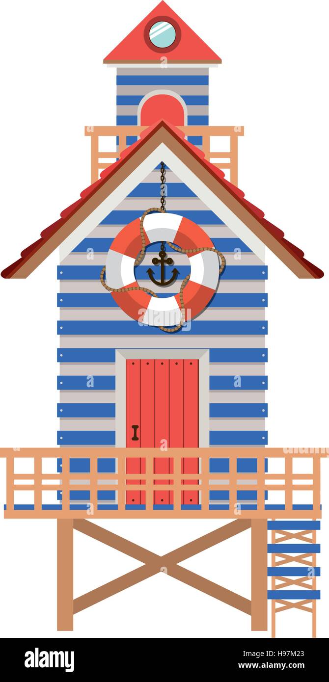 full color with lifeguard stand vector illustration Stock Vector Image ...