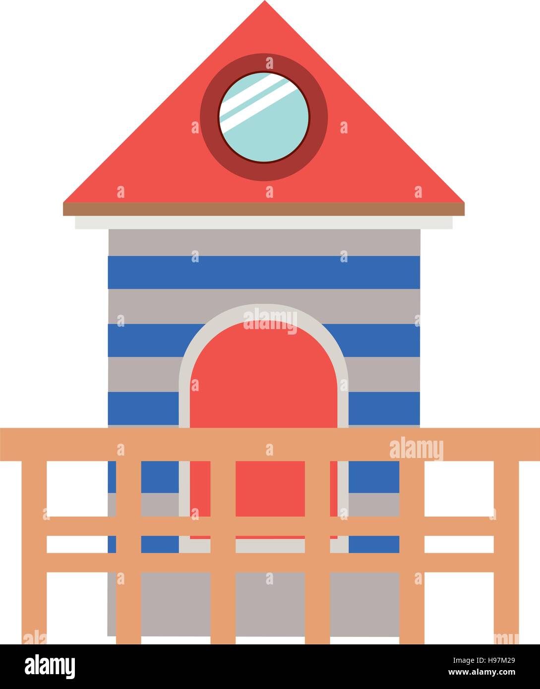 full color with lifeguard stand tower vector illustration Stock Vector ...
