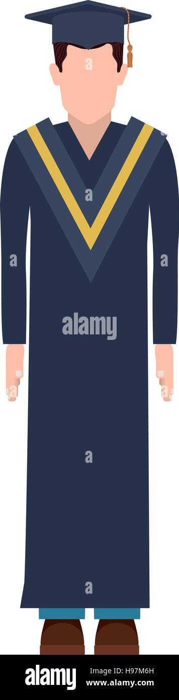 silhouette man with graduation outfit vector illustration Stock Vector ...