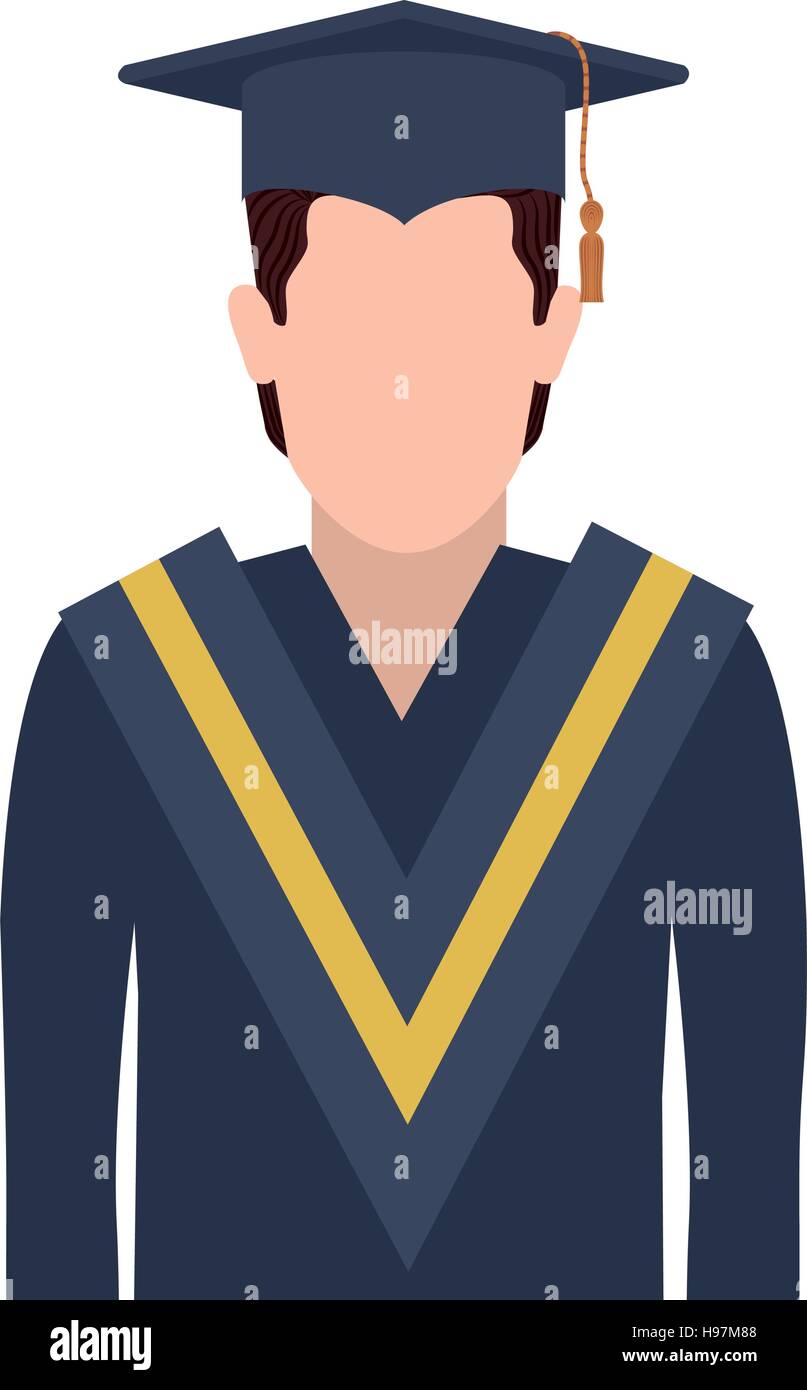 half body man with graduation outfit vector illustration Stock Vector ...