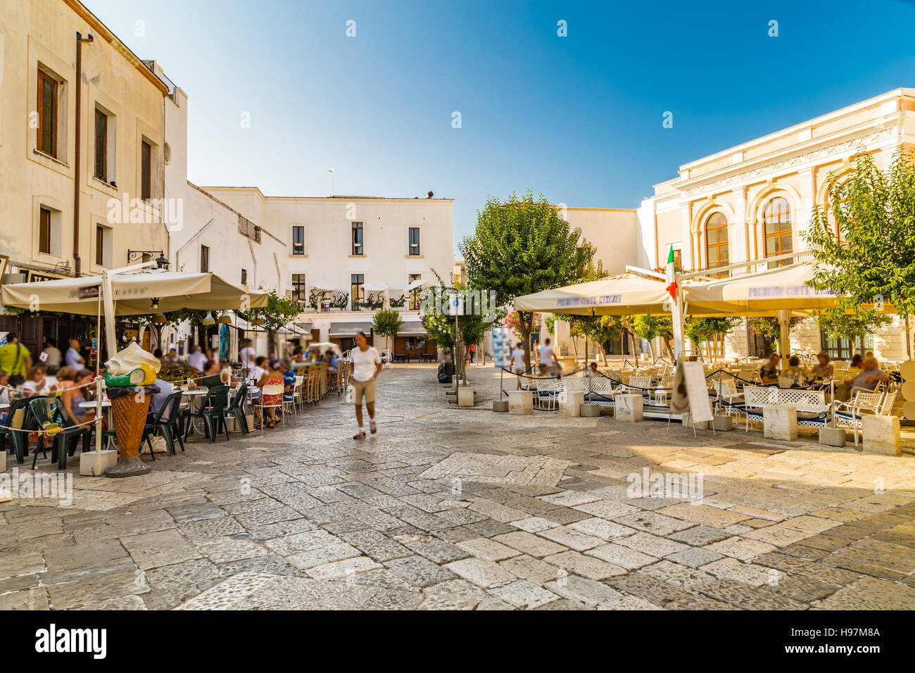 Typical shops in streets of old village in Apulia, Italy Stock Photo ...