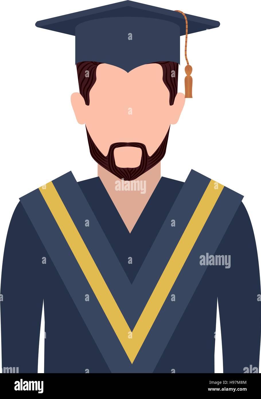 half body man with graduation outfit with beard vector illustration ...