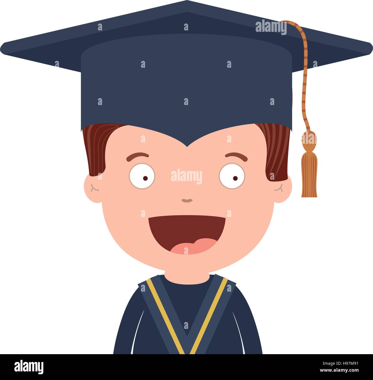 half body avatar boy with graduation outfit vector illustration Stock ...
