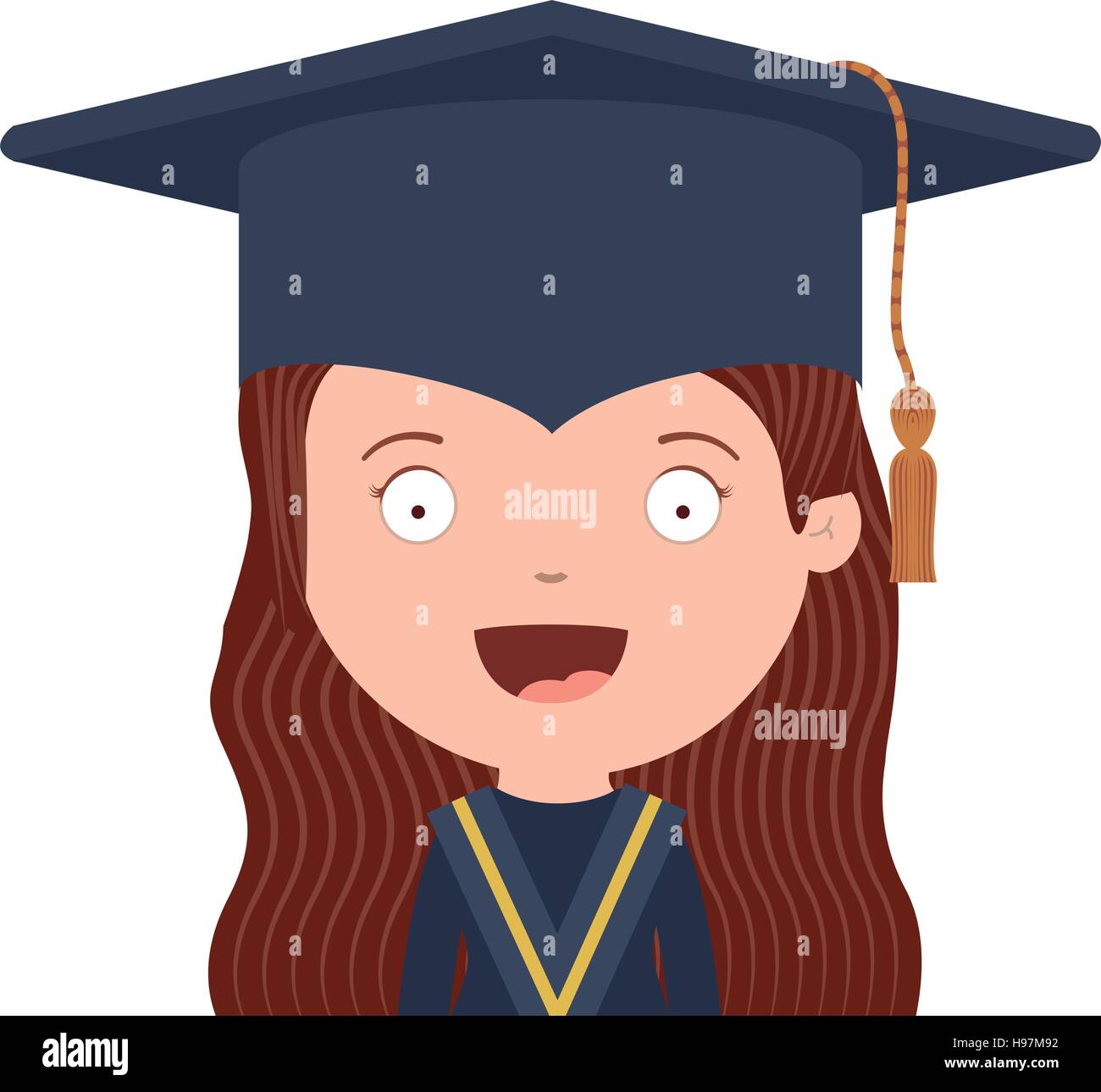 half body avatar girl with graduation outfit vector illustration Stock ...