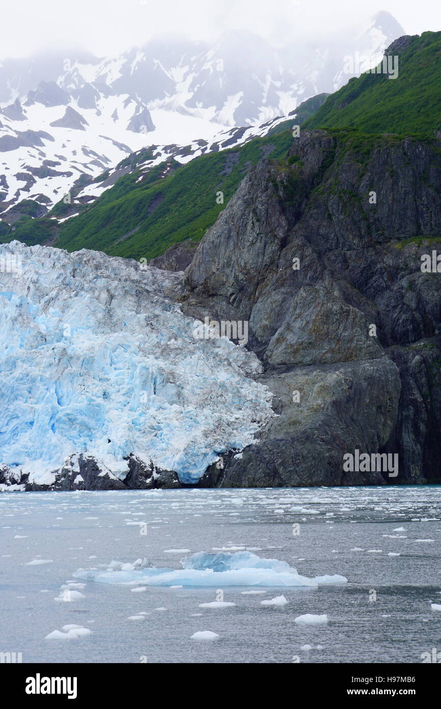 Pieces of ice floating in the Alaskan glacier water, Kenai Fjords ...