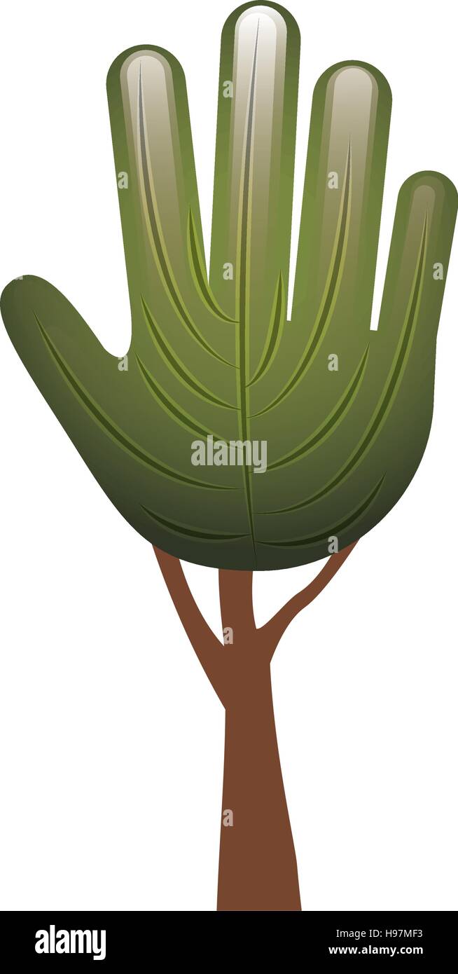 colorful tree with foliage shape of hand vector illustration Stock ...