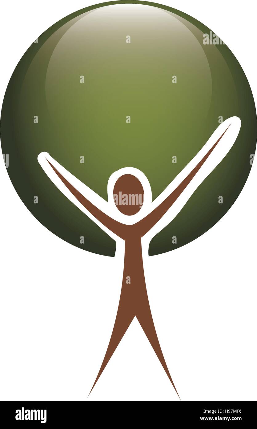 colorful tree trunk human with foliage circular vector illustration ...