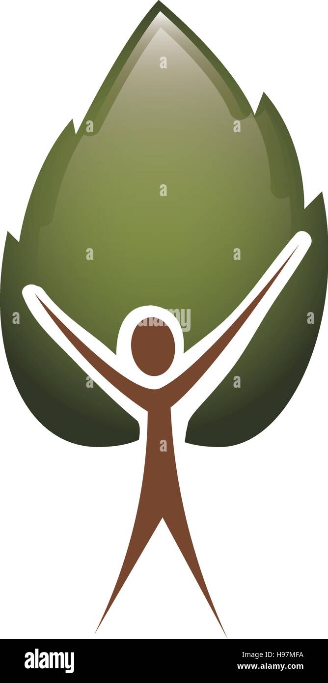 colorful tree trunk human with foliage shape leaf lobular vector ...