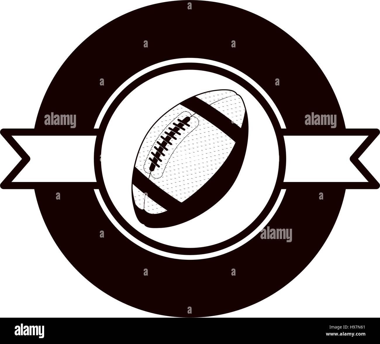 gray scale emblem with football ball and ribbon in middle Stock Vector ...