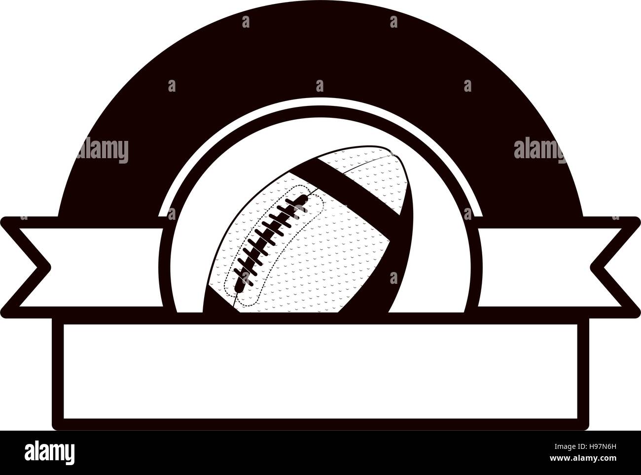 gray scale emblem half with football ball and ribbon Stock Vector Image ...