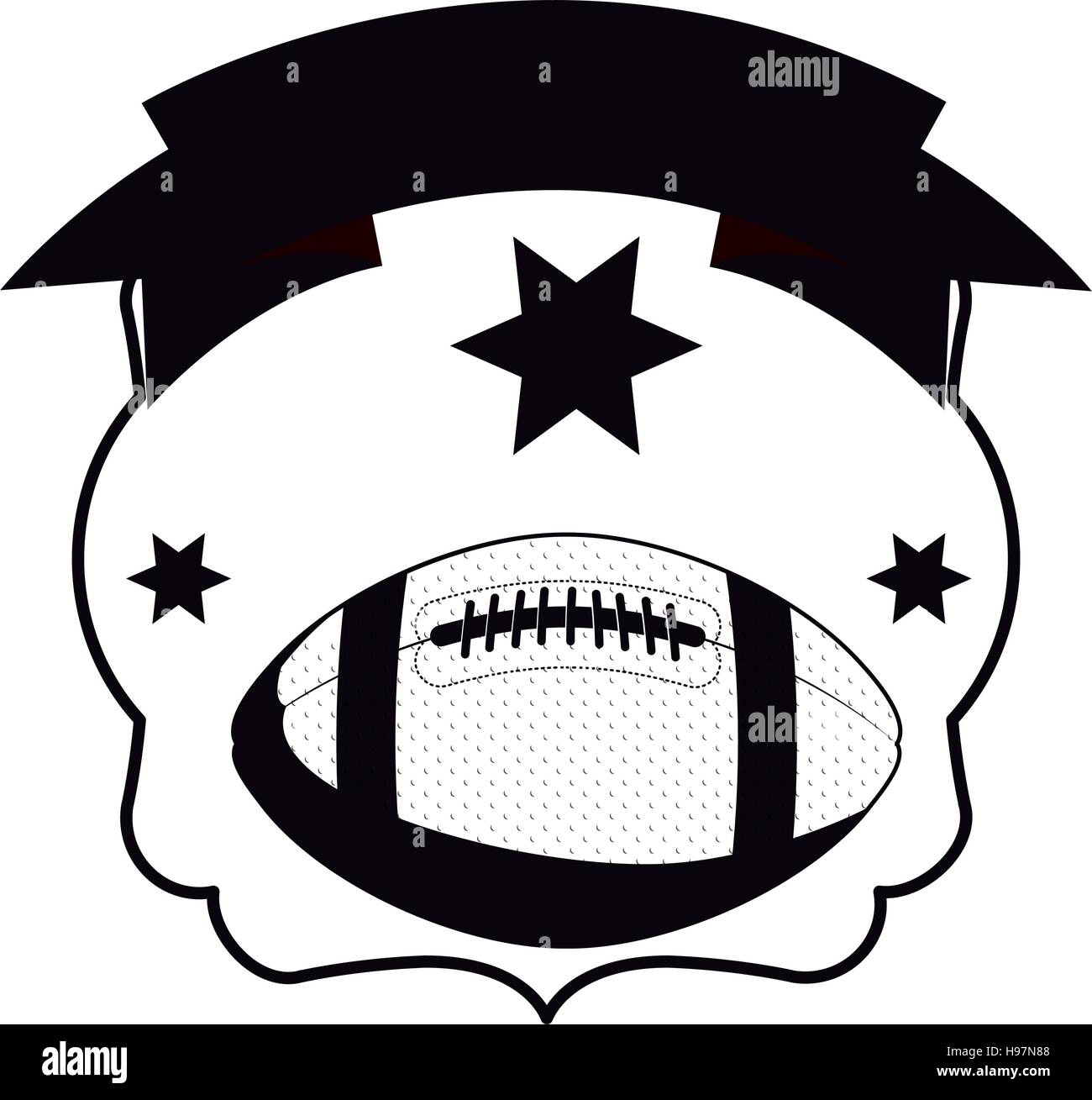 monochrome heraldic with football ball and stars under ribbon Stock ...