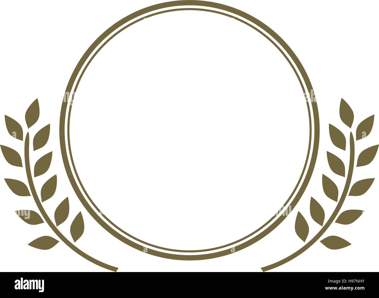circular silhouette heraldic decorative frame with leaves Stock Vector ...