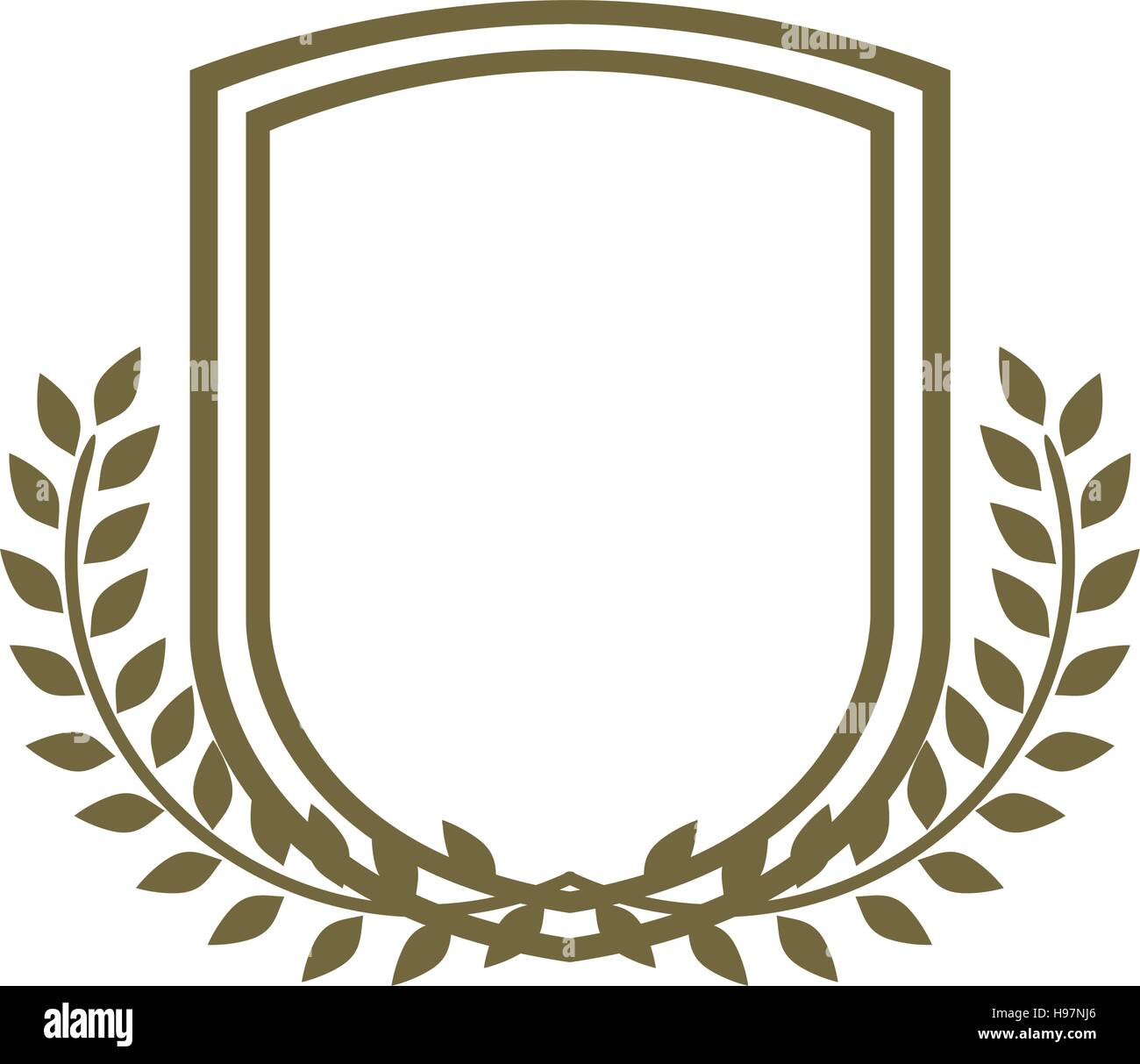 emblem silhouette heraldic decorative frame with leaves Stock Vector ...