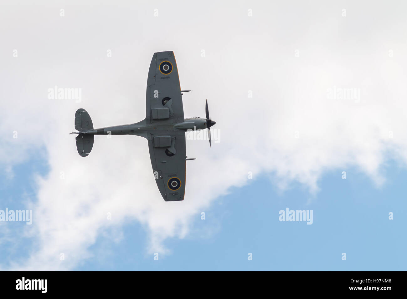 Supermarine Spitfire performs a roll during an airshow in the UK Stock ...