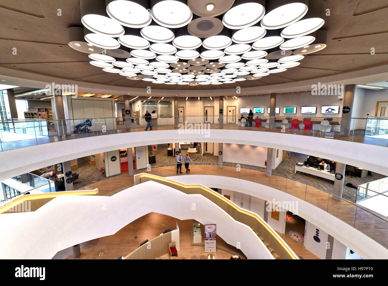 South Shields super new library The Word central staircase Stock Photo ...