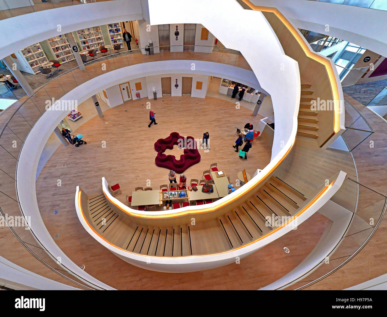South Shields super new library The Word central staircase Stock Photo ...
