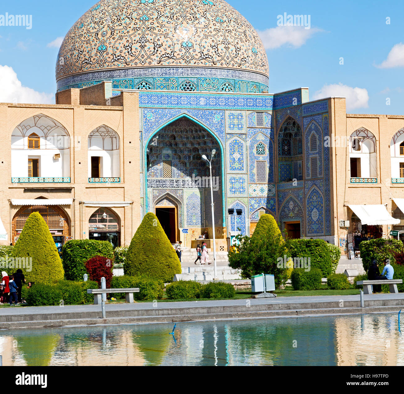 blur in iran the old square of isfahan prople garden tree heritage ...