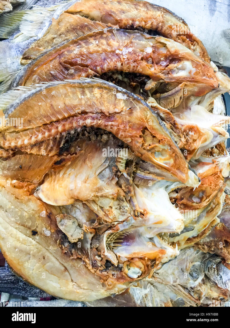 dried salted fish on display at fish market Stock Photo - Alamy