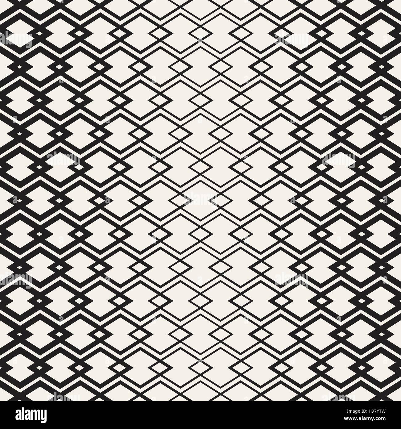 Rhombus Overlapping Lines Lattice. Vector Seamless Black and White ...