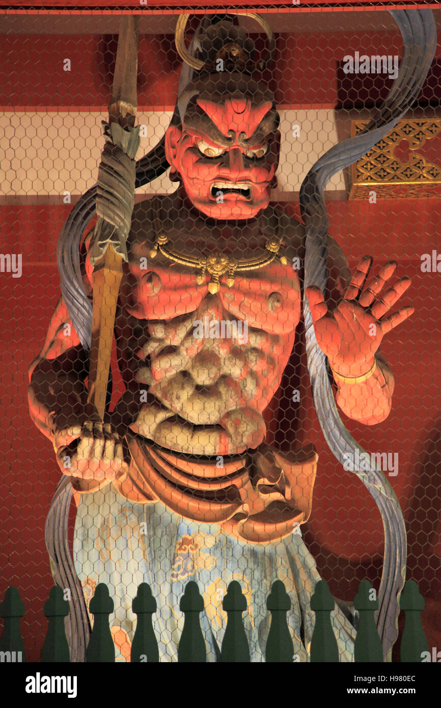 Japan, Tokyo, Asakusa, Sensoji Temple, Hozo-mon Gate, guardian statue ...