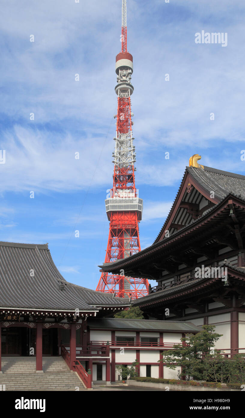 Japan, Tokyo, Zojoji Temple, Tokyo Tower Stock Photo - Alamy