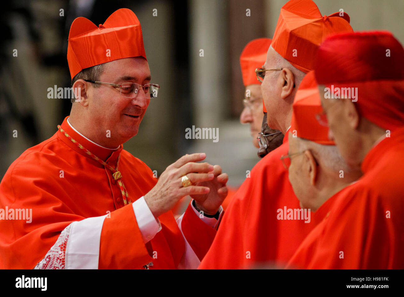 Vatican City, Vatican. 19th Nov, 2016. New cardinals hug each others at ...