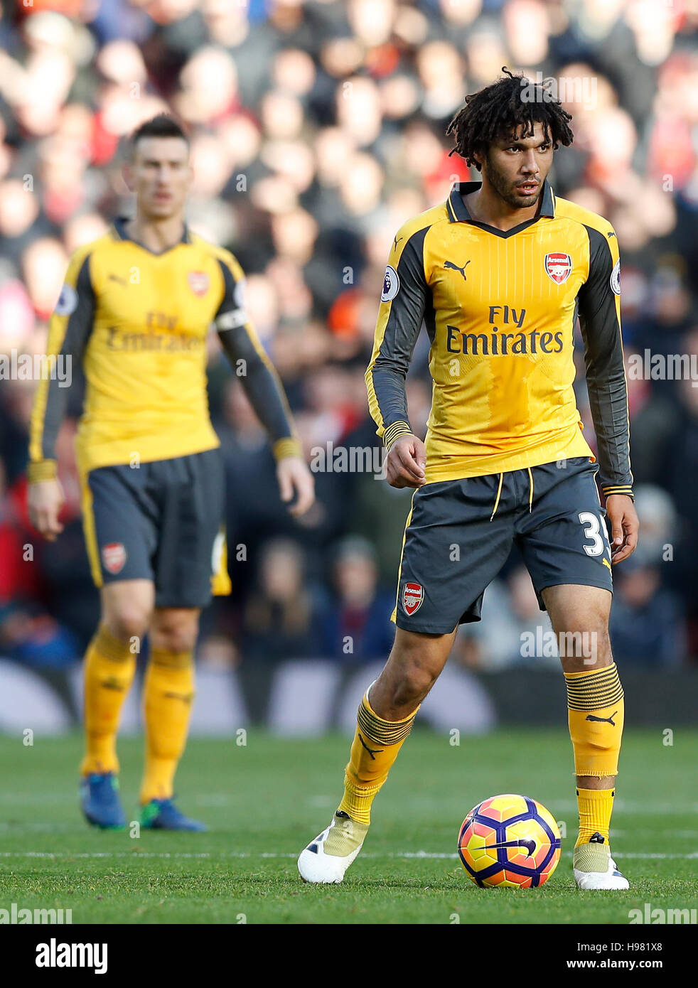 Arsenal's Mohamed Elneny during the Premier League match at Old ...