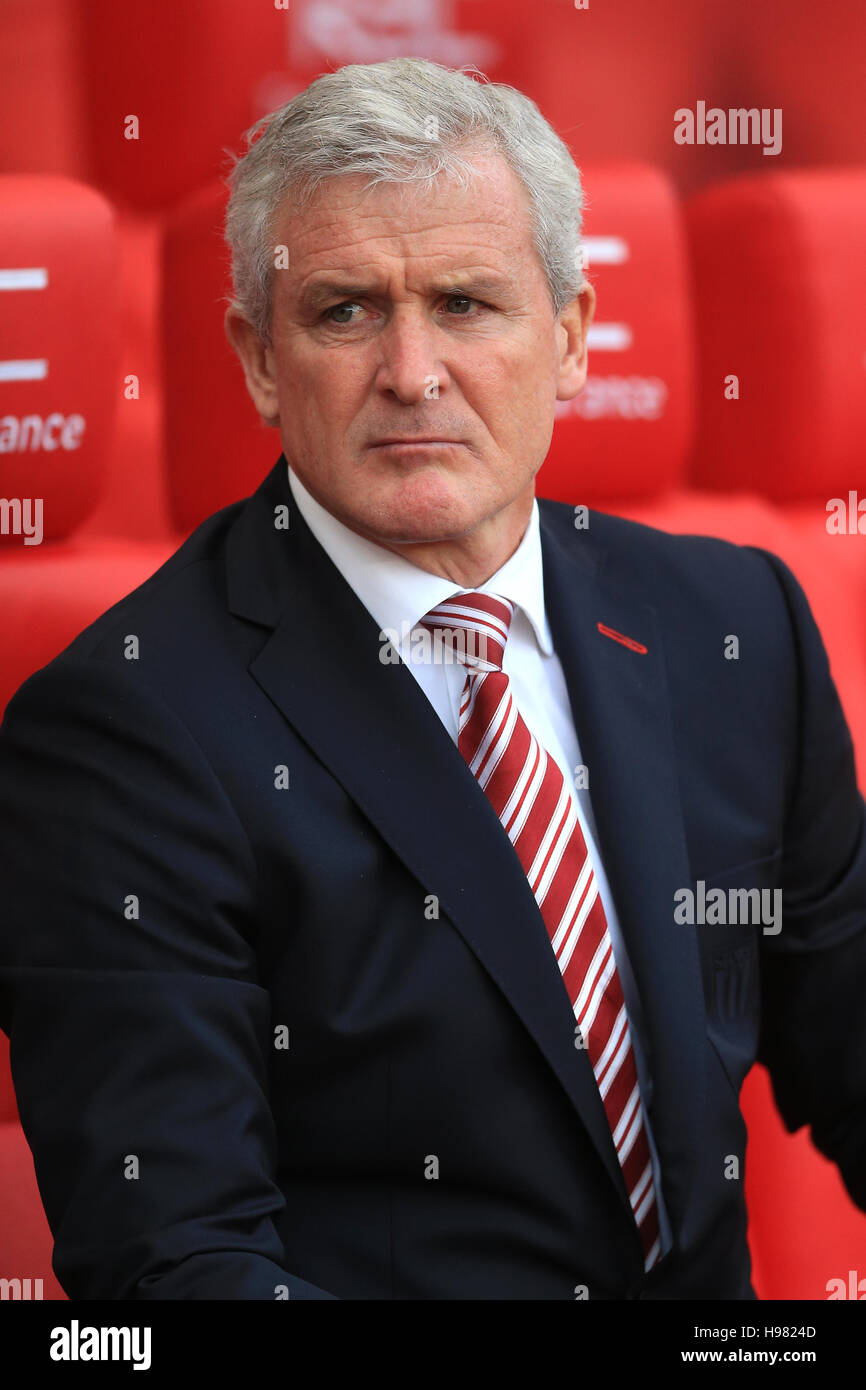 Stoke City manager Mark Hughes during the Premier League match at the ...