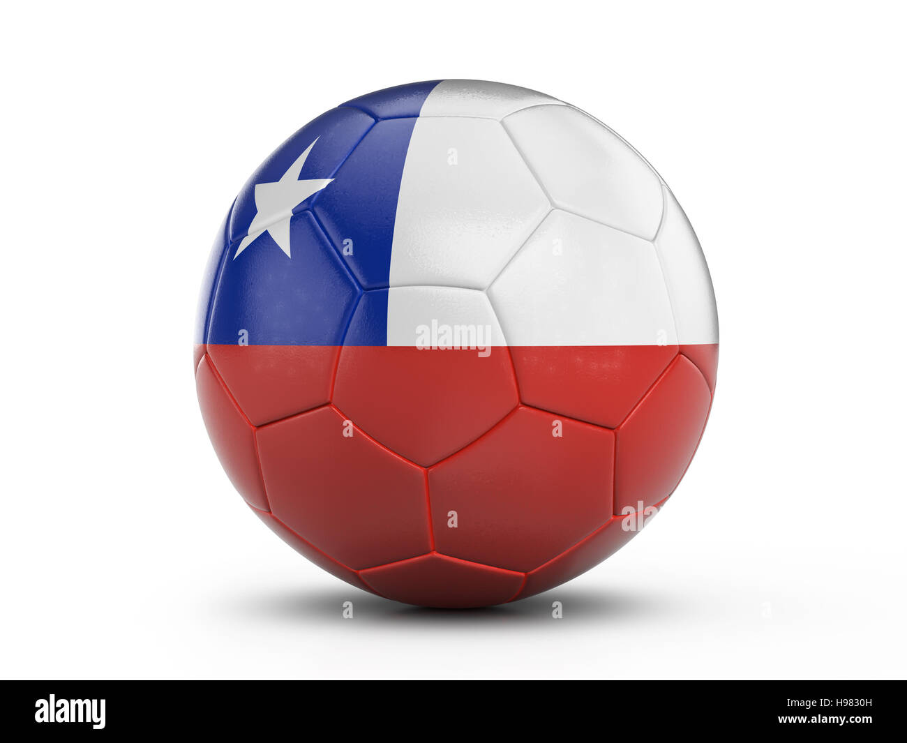 Soccer ball Chile flag on a white background. 3D illustration Stock ...