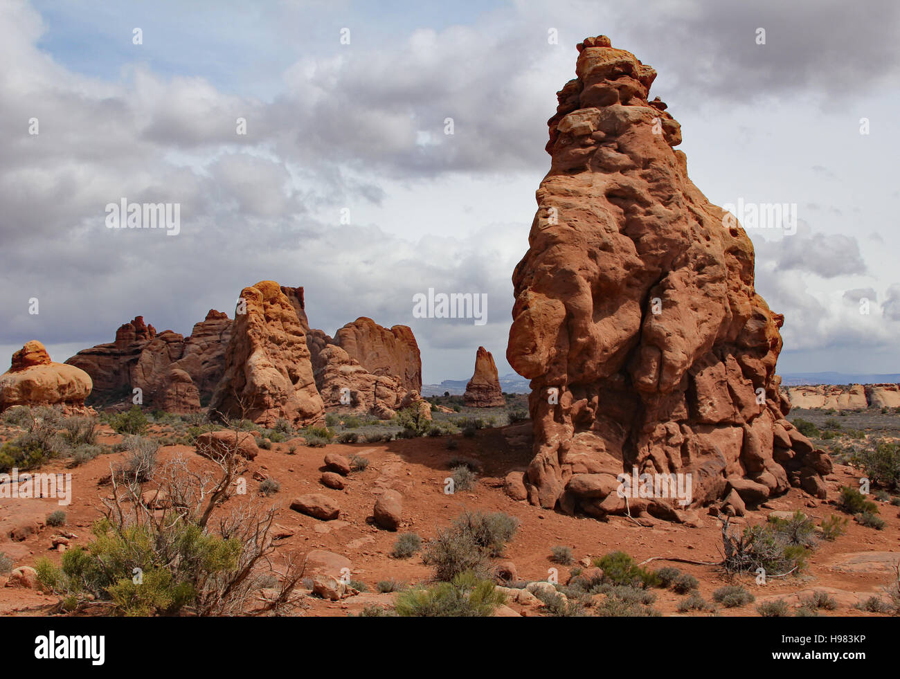 landscape with rock formations Arches National Park Utah Stock Photo ...