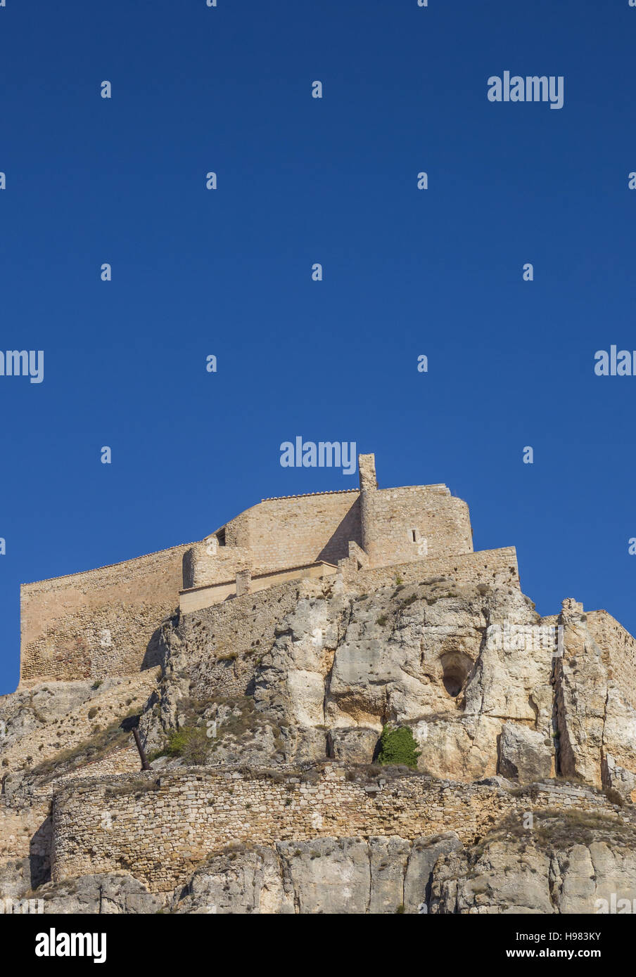Medieval castle on top of the rock in Morella, Spain Stock Photo - Alamy