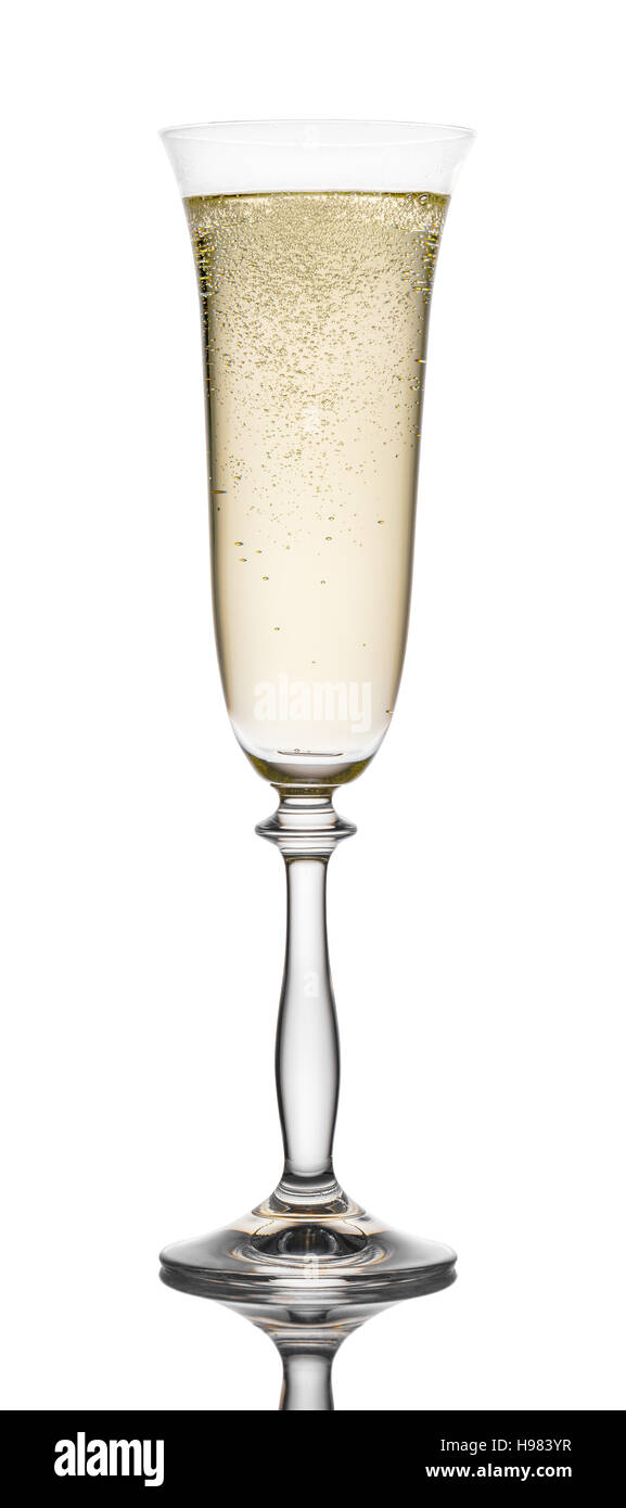 glass of champagne closeup on white background Stock Photo - Alamy