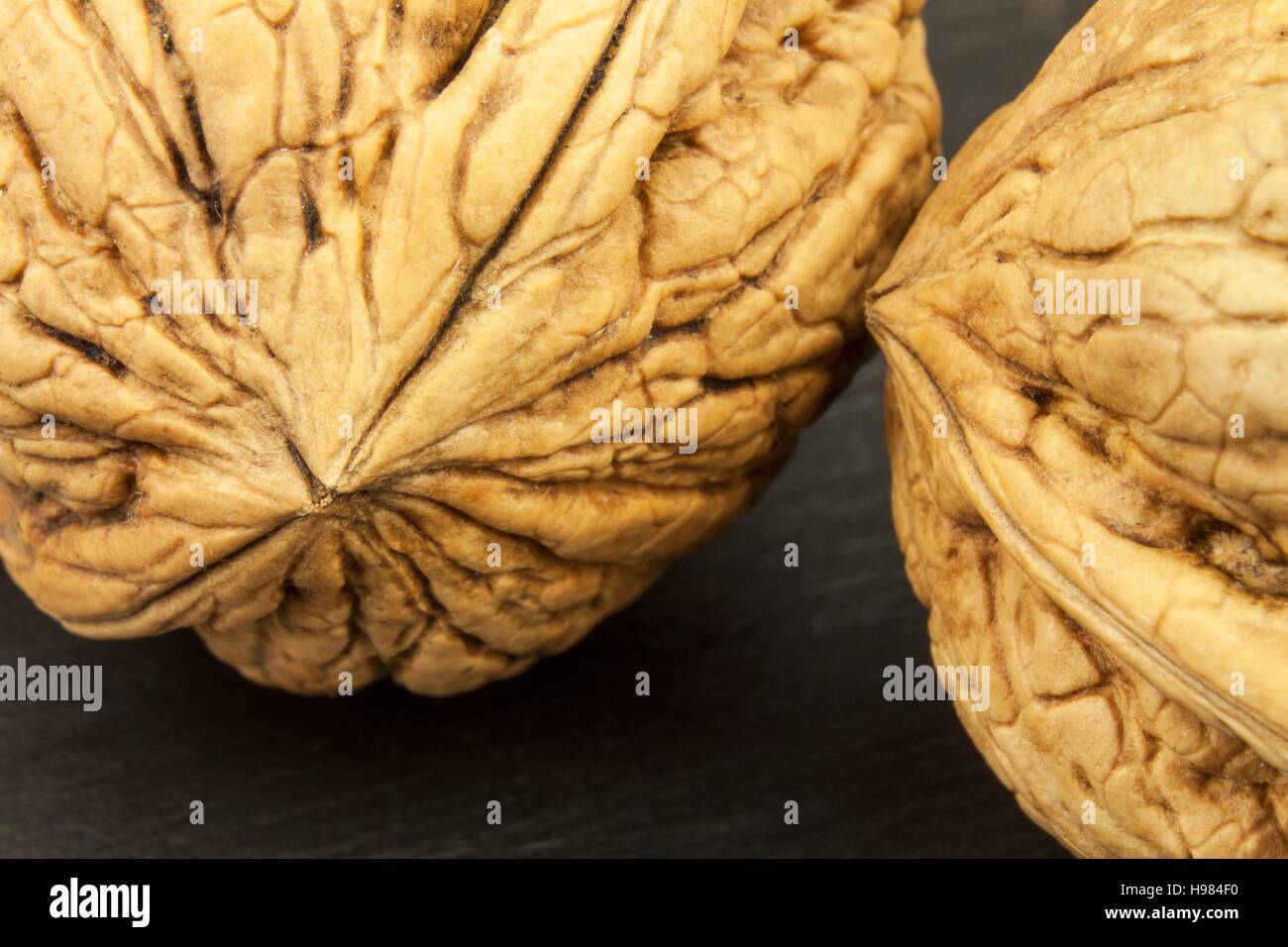 Detailed view of the structure of the shell of a walnut. Super foods ...