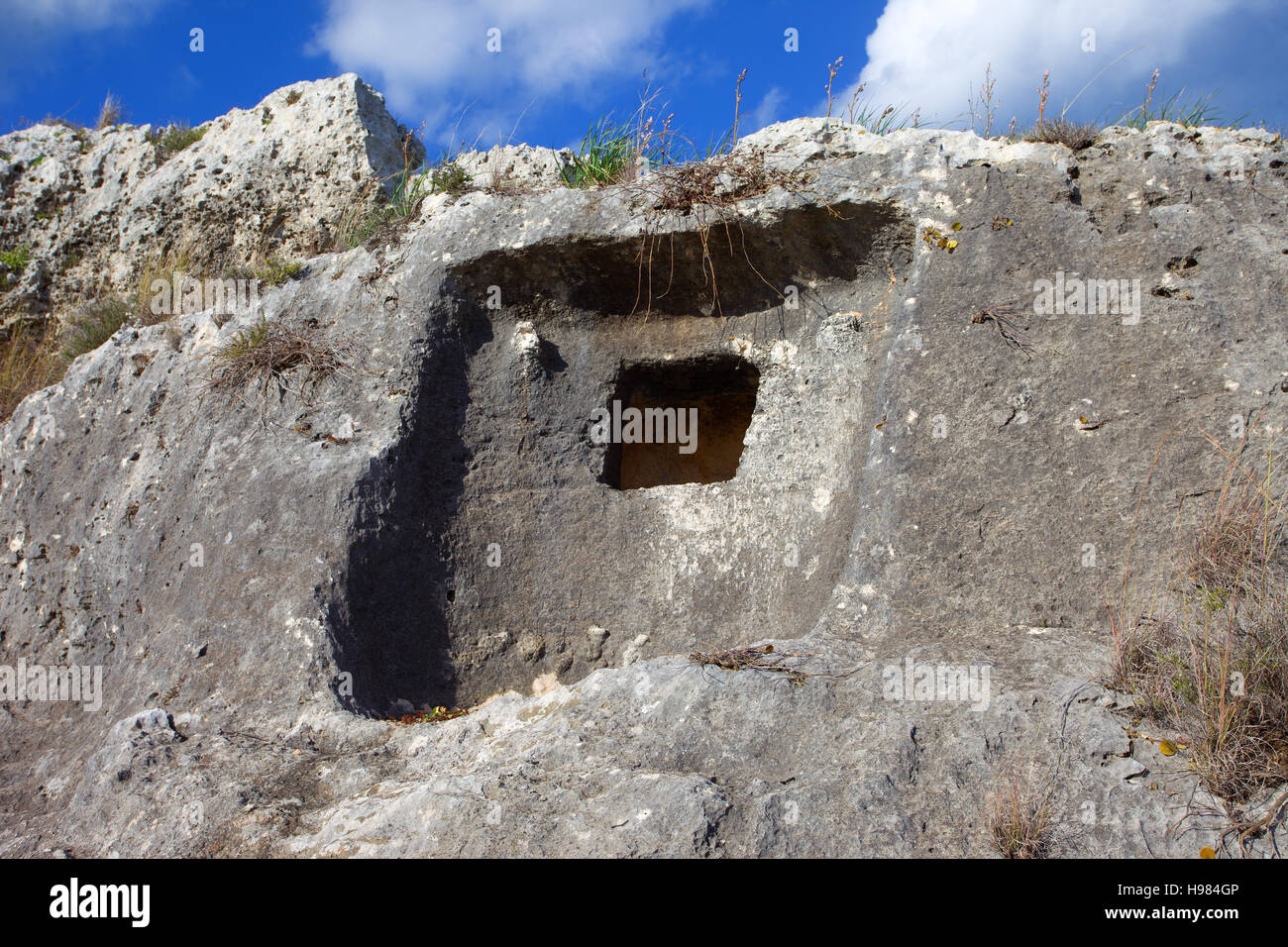 Monumental prehistoric tomb with high relief details. Age middle bronze ...