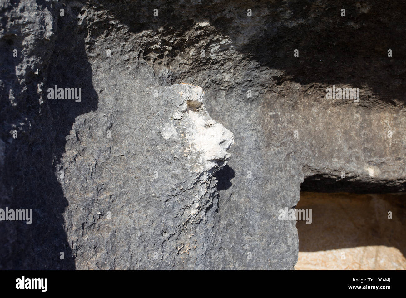 Monumental prehistoric tomb with high relief details. Age middle bronze ...