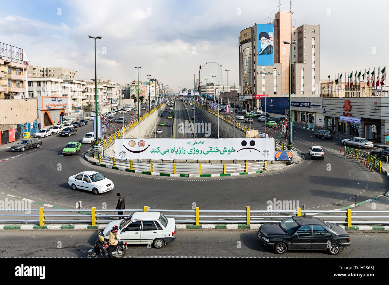Traffic in Tehran during Indipendent day fest. Iran, 2016 Stock Photo ...