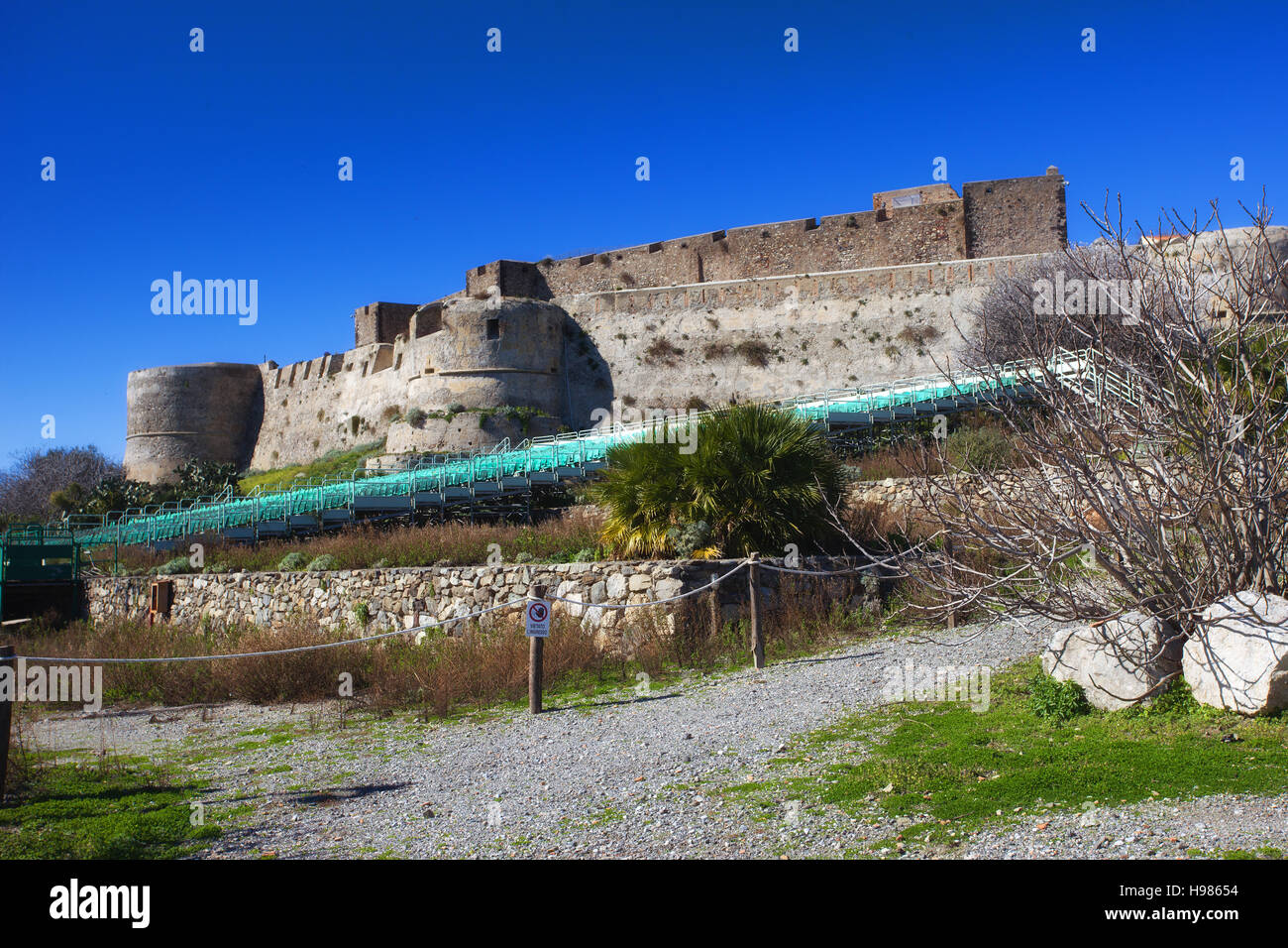 Milazzo castle and archaelogical ruins. Sicily Stock Photo - Alamy