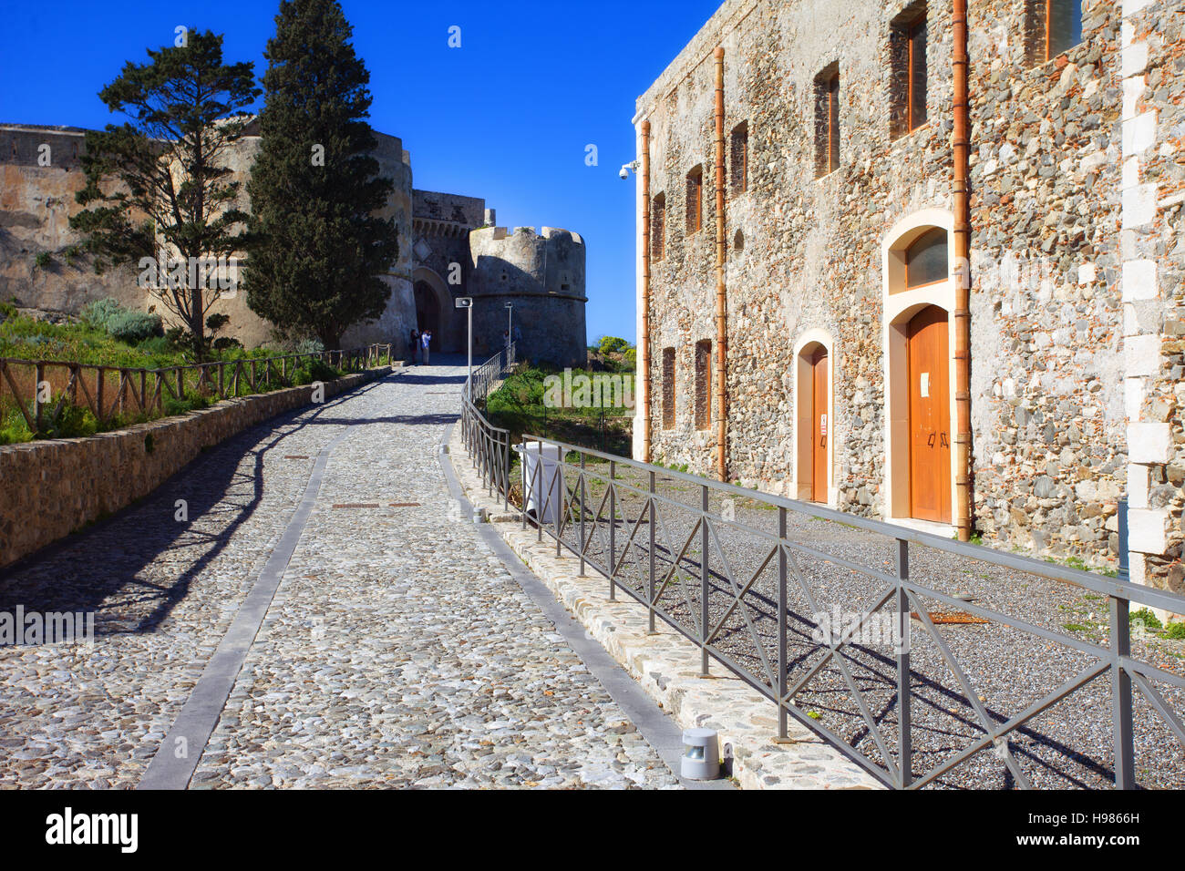 Milazzo castle and archaelogical ruins. Sicily Stock Photo - Alamy