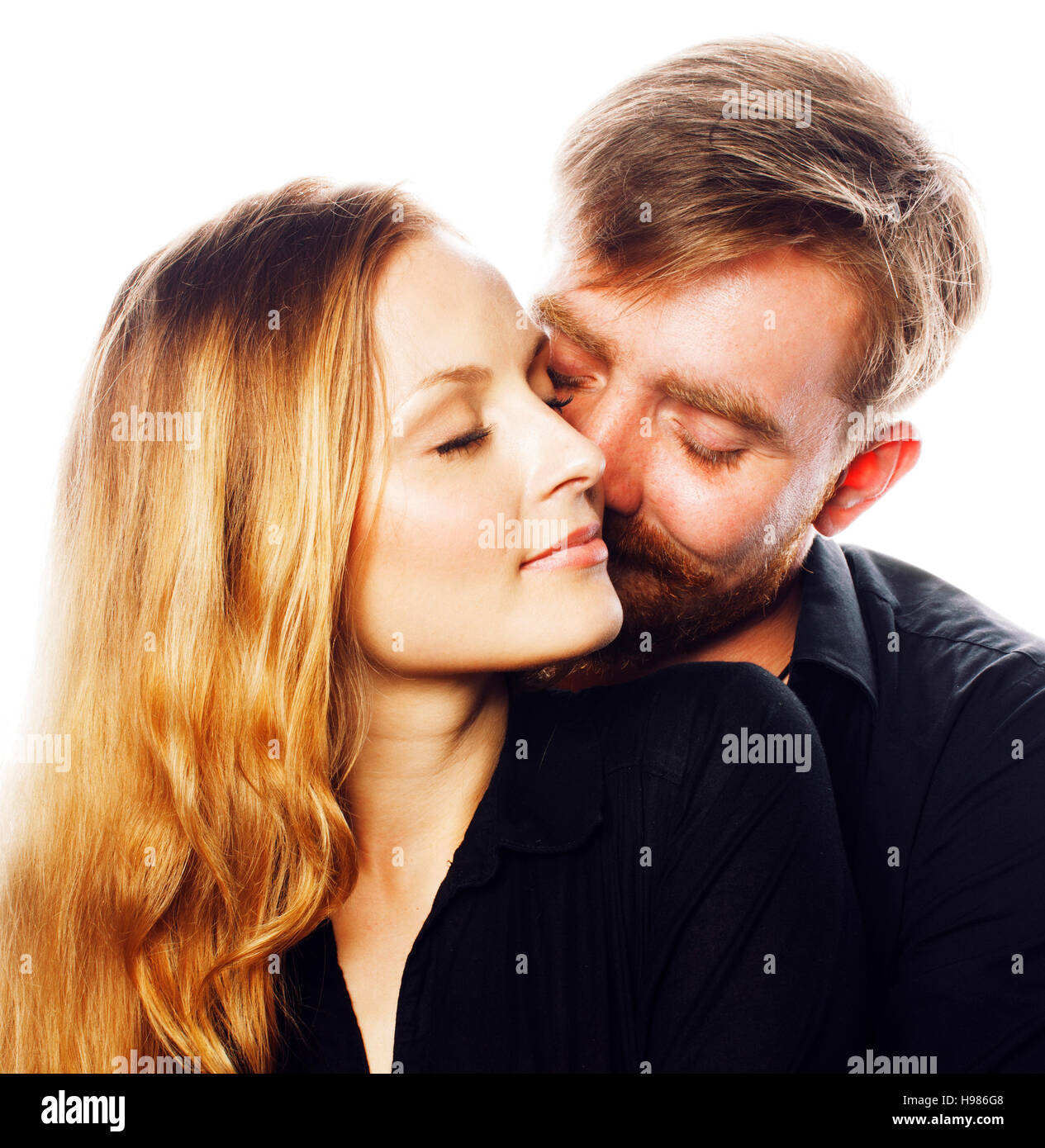 young tender couple, man and woman in love isolated on white, fo Stock ...
