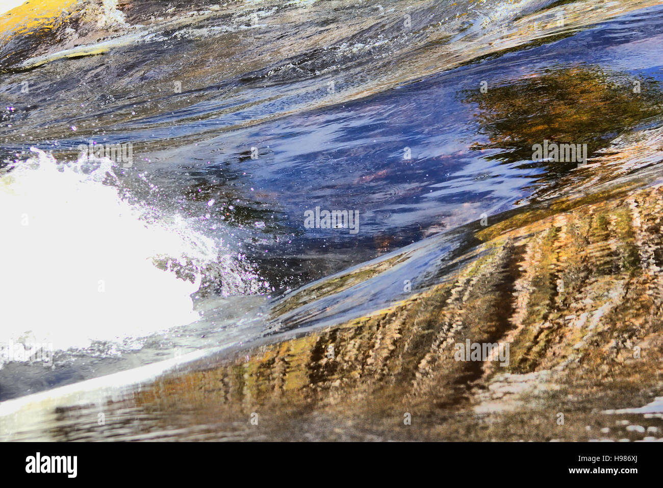 Rapidly flowing water pictured close up. Sound of river Stock Photo - Alamy