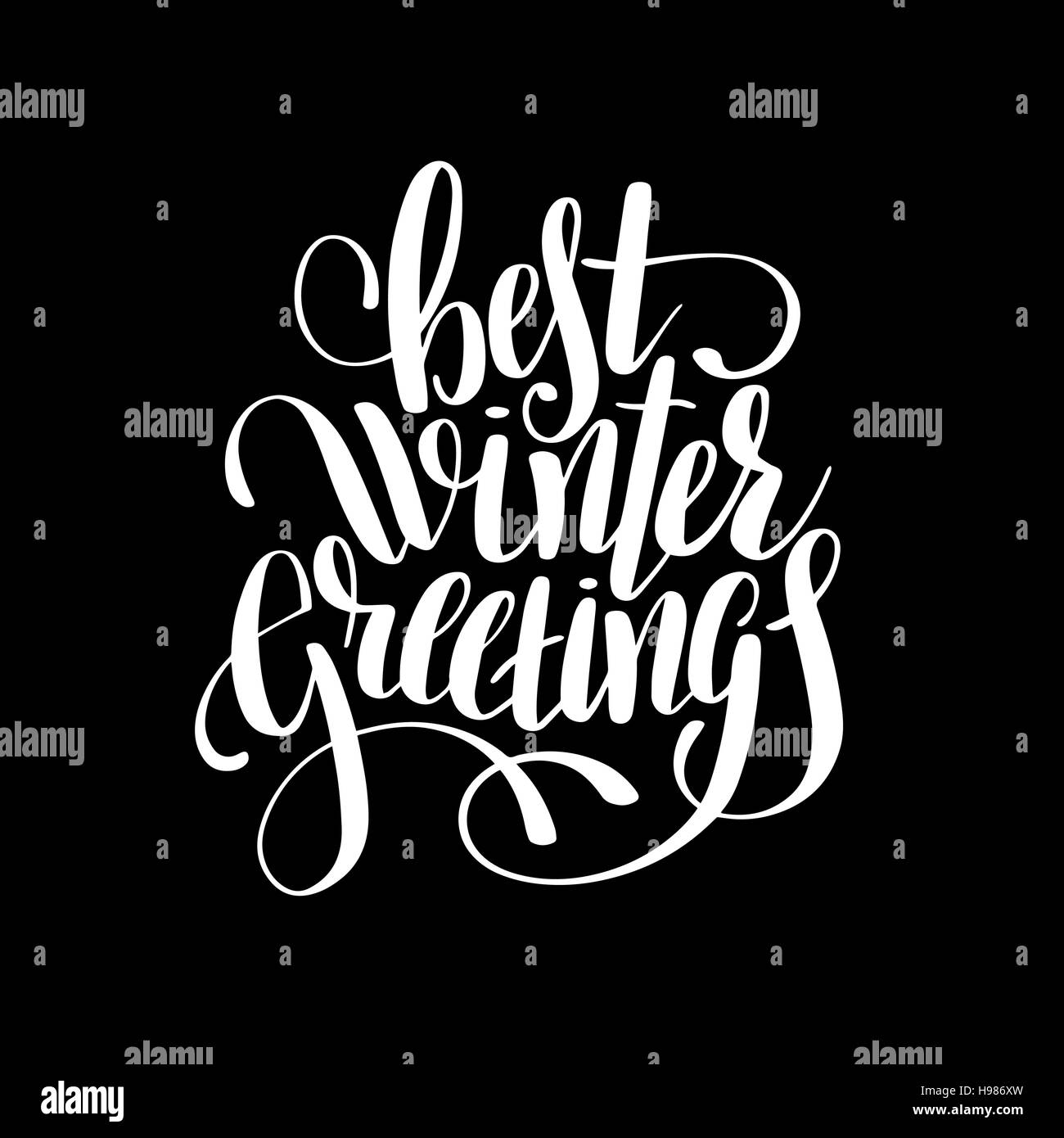 best winter greetings black and white handwritten lettering insc Stock ...