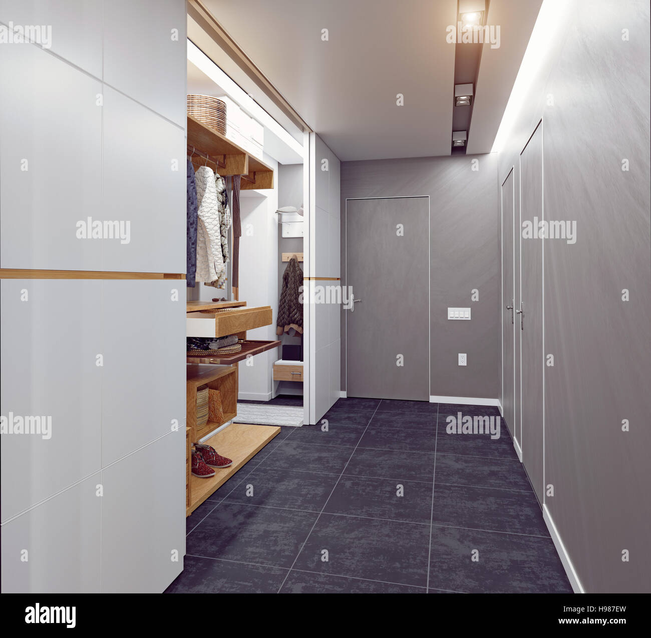 modern interior of the hallway. 3D rendering Stock Photo - Alamy