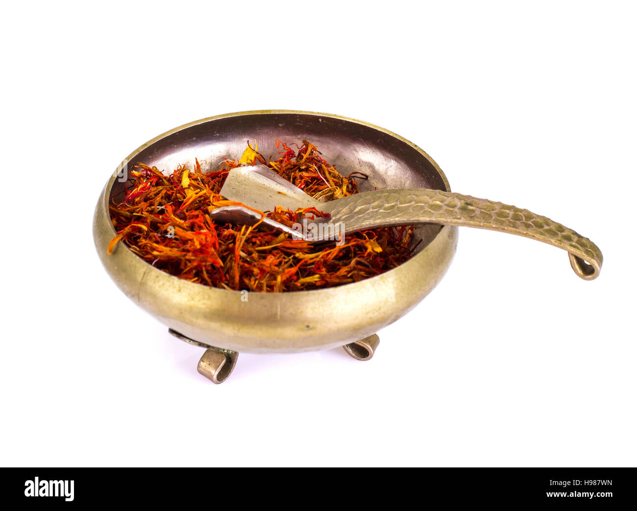 Saffron in a Bowl on a White Background Stock Photo - Alamy