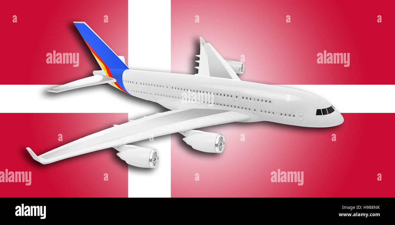 Plane and Denmark flag Stock Photo - Alamy