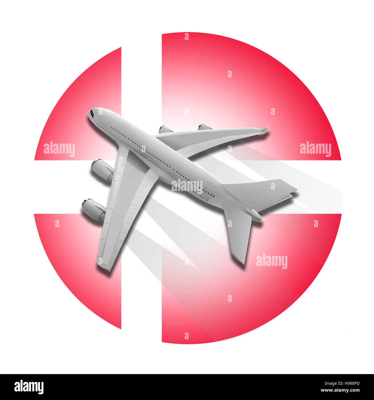 Plane and Denmark flag Stock Photo - Alamy