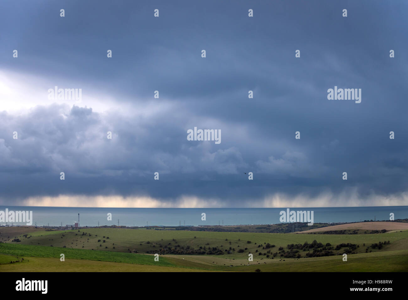 A storm rolling in over the English Channel near Shoreham today Stock ...