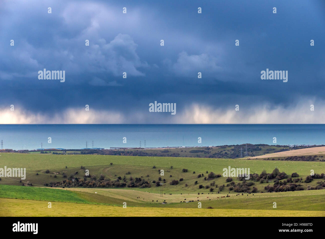 A storm rolling in over the English Channel near Shoreham today Stock ...