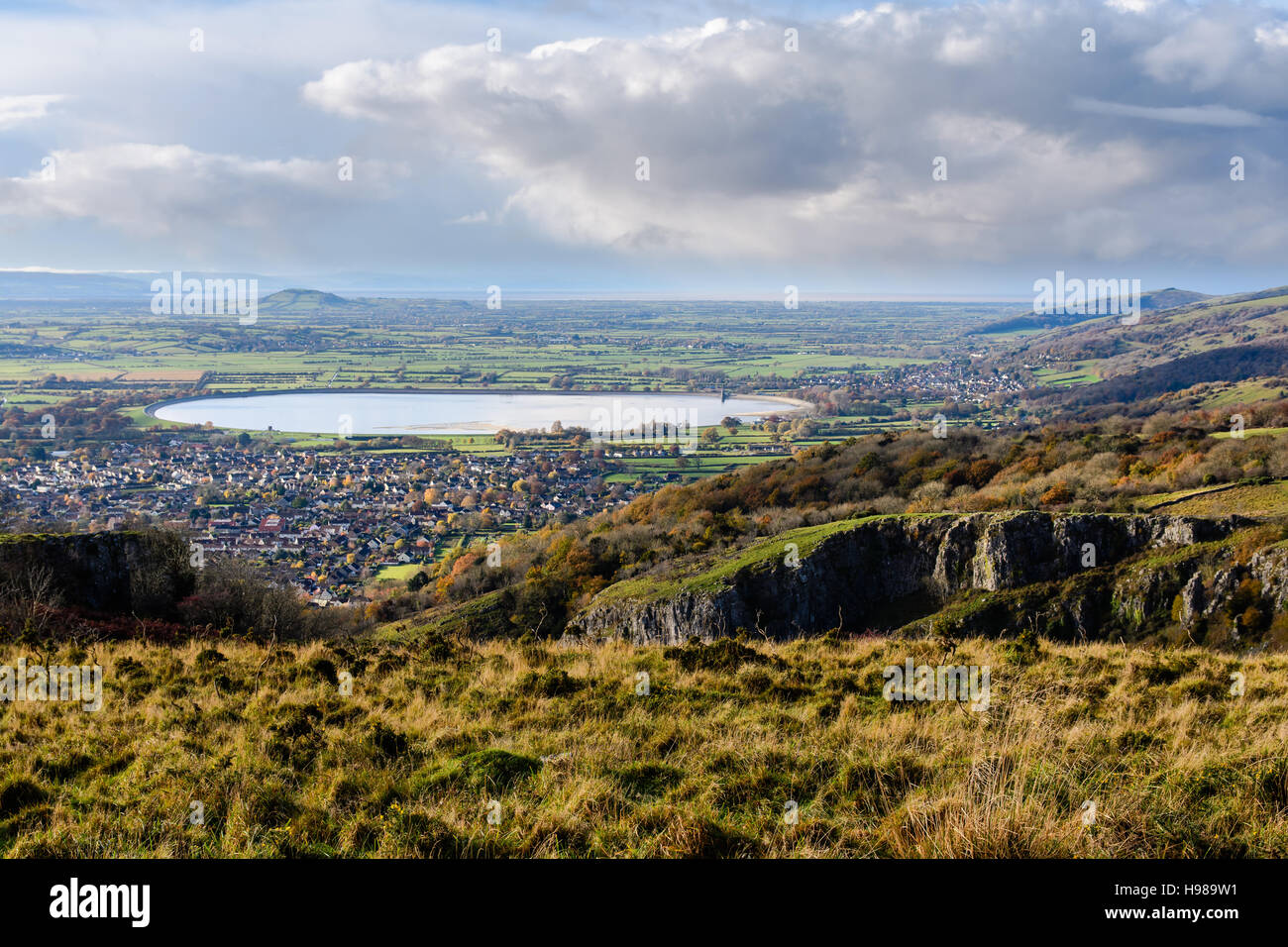 Cheddar Resevoir and the Somerset Levels from Cheddar Gorge. Bristol ...