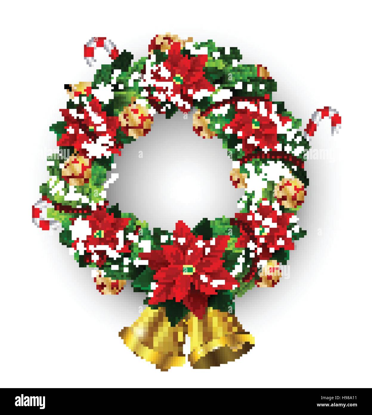 Christmas wreath branches golden Stock Vector Images - Alamy
